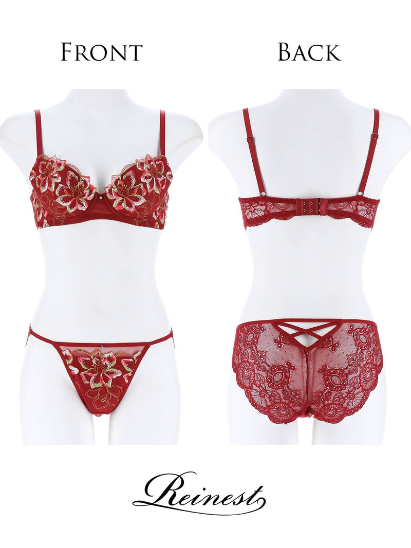 11/8新作!【Reinest】ノーブルグラデーションフラワーブラジャー&バック透けフルバックショーツ – 247Lingerie